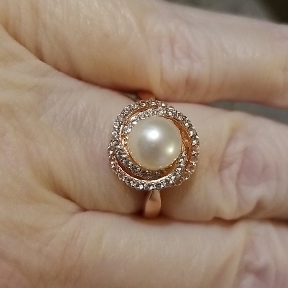 lorenzo | Jewelry | Authentic Lorenzo 925 Ss Rose Gold Pearl Ring ...